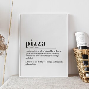 Pizza Definition, Dictionary Poster, Kitchen Wall Art, Foodie Gift Idea ...