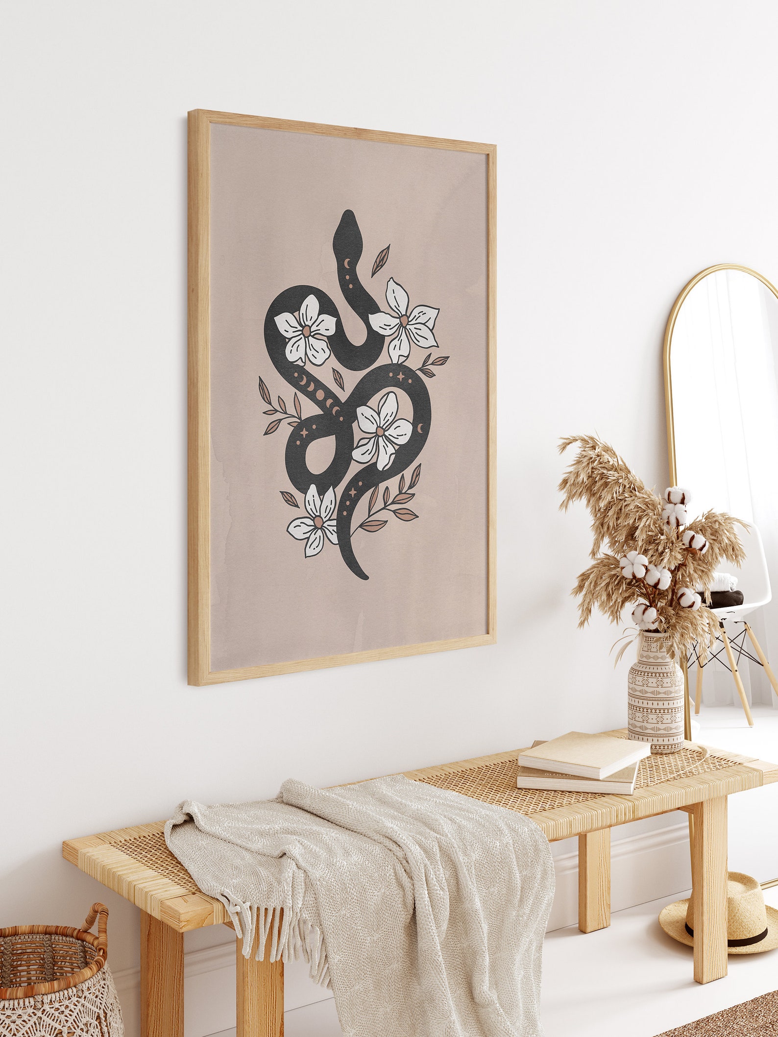 Snake Mystical Printable Poster Flower Floral Wall Art - Etsy