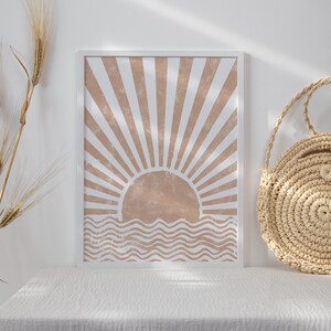 Minimalist Sunburst Print, Orange Sunrise Wall Art (digital Download ...