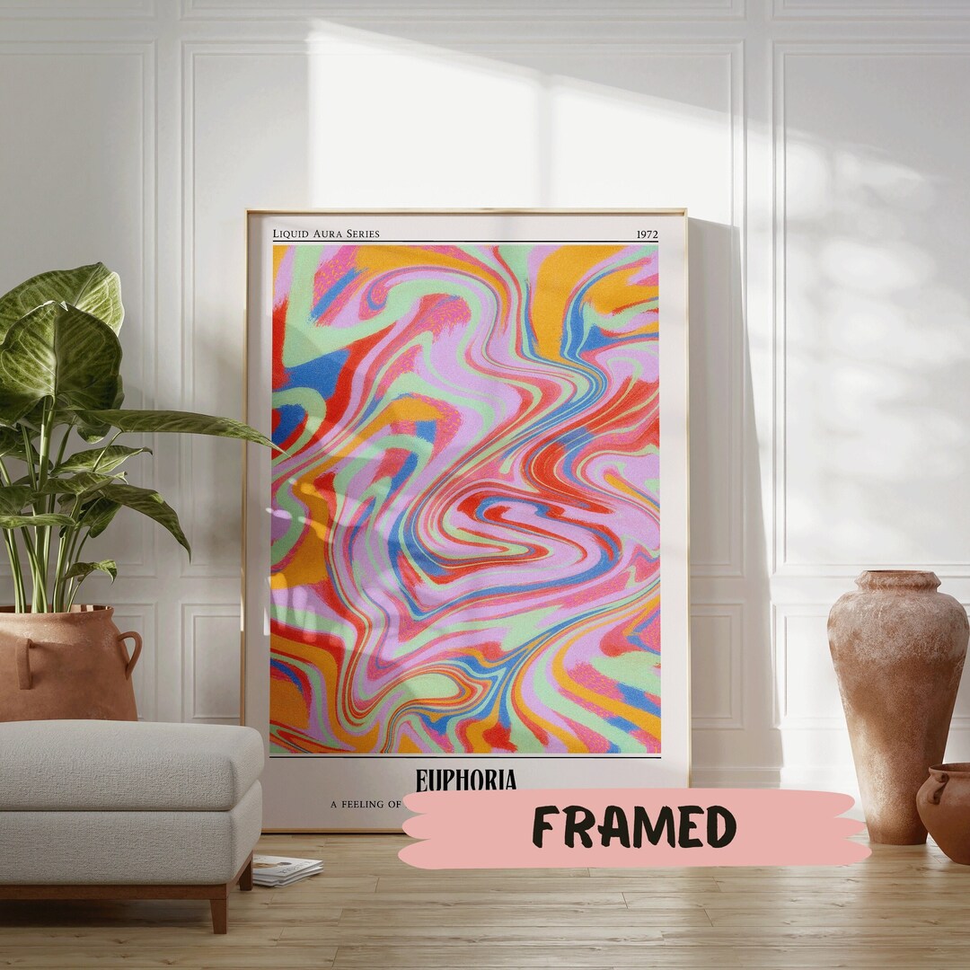 Aura FRAMED PRINT, Retro Gradient Print, Vintage Psychedelic Wall Art ...