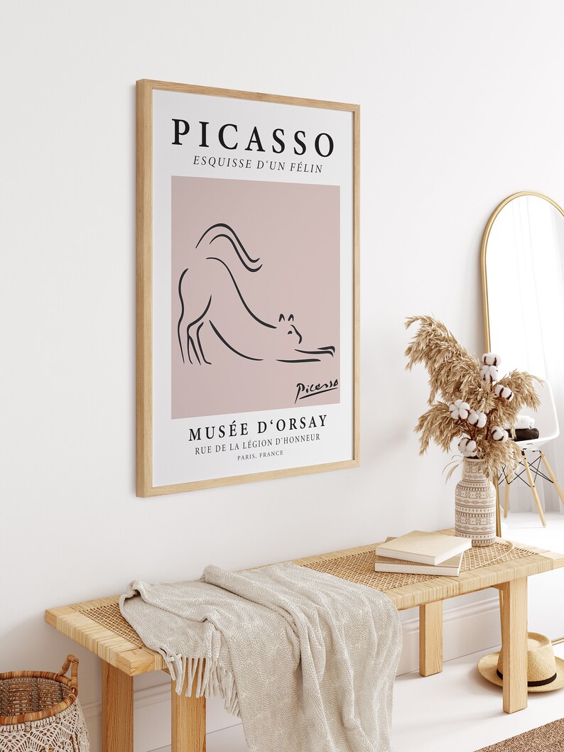 Picasso Art Print Line Art Cat Printable Poster Museum - Etsy