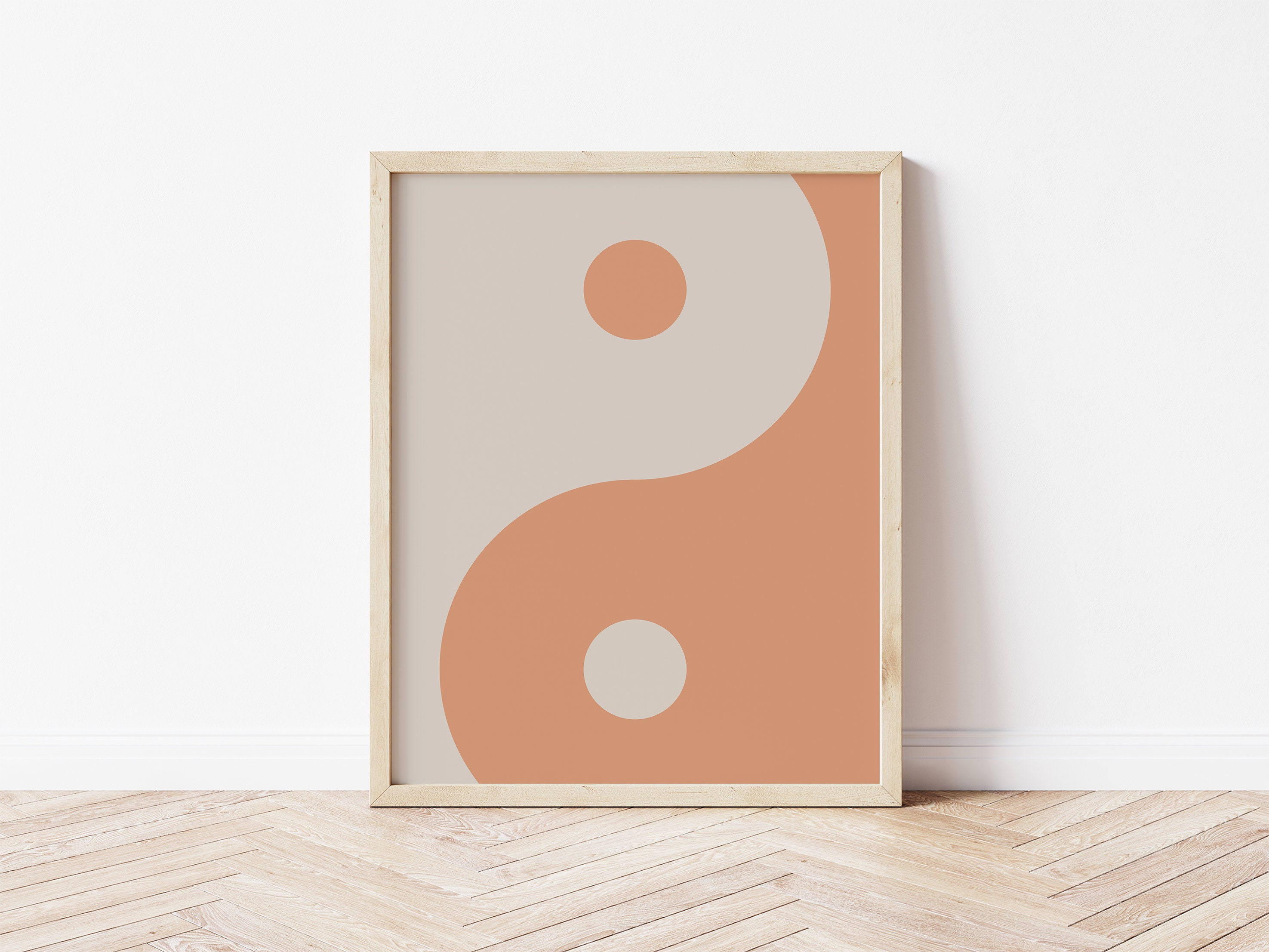 Yin Yang Wall Art Minimalist Poster Color Block Orange Beige - Etsy