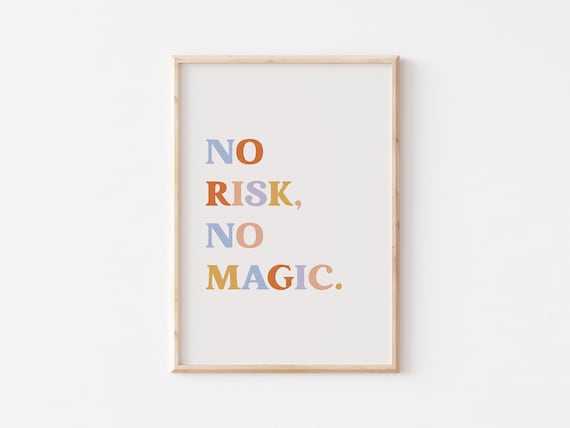 Typography Poster No Risk No Magic Quote Art Print Colorful | Etsy