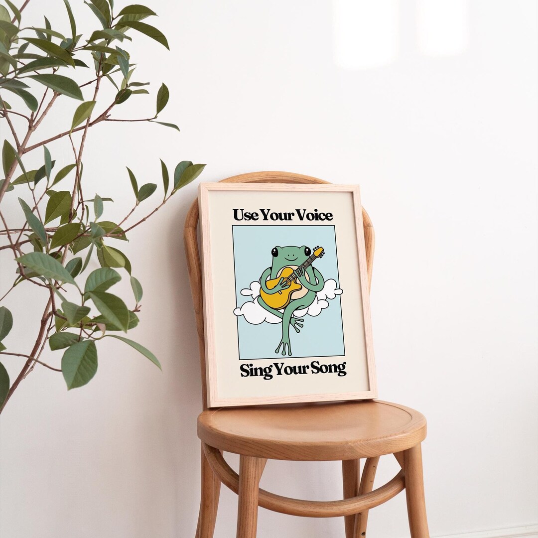 Retro Frog Art PRINT, Use Your Voice Sing Your Song, Motivational ...