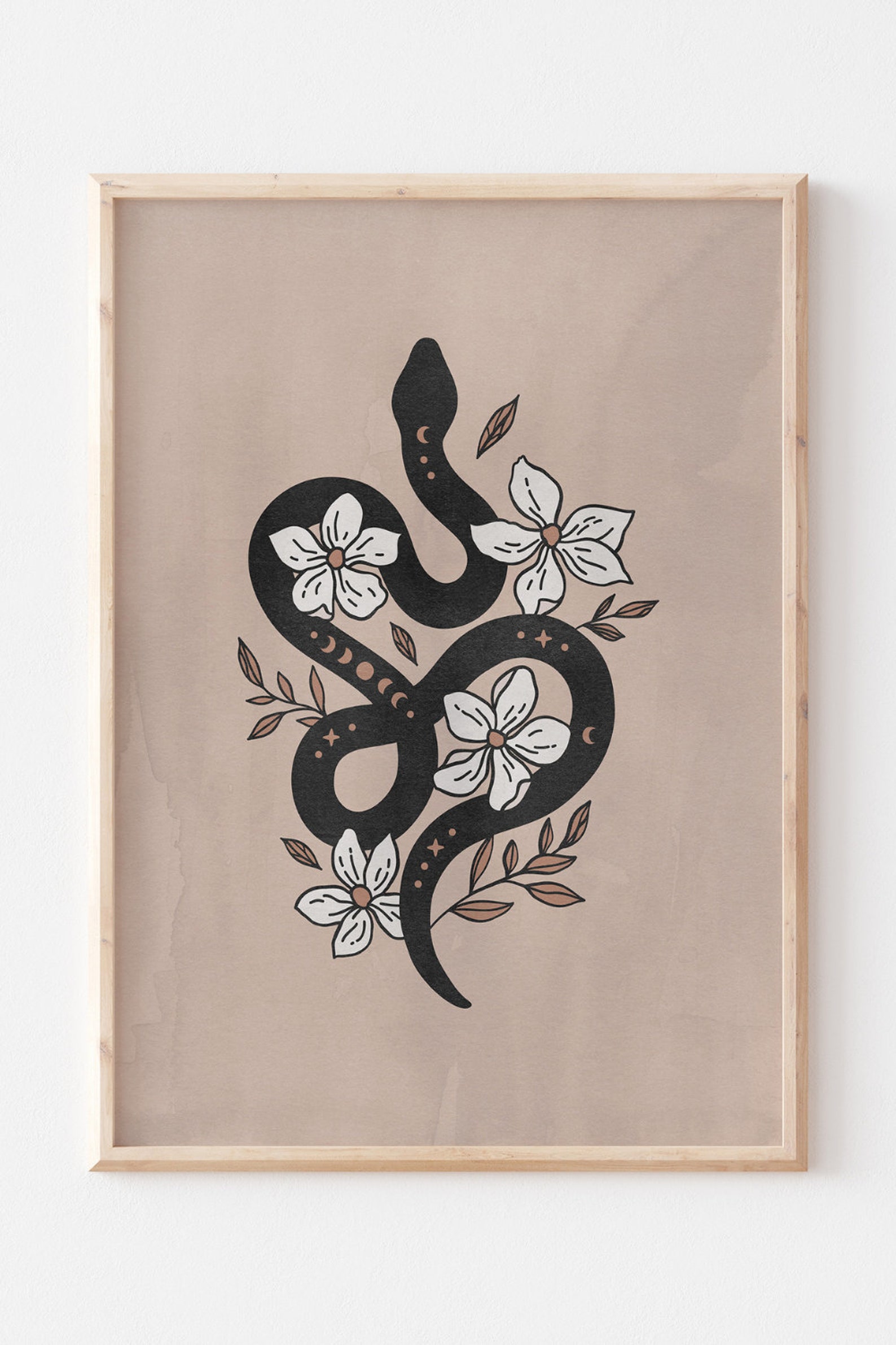 Snake Mystical Printable Poster Flower Floral Wall Art | Etsy