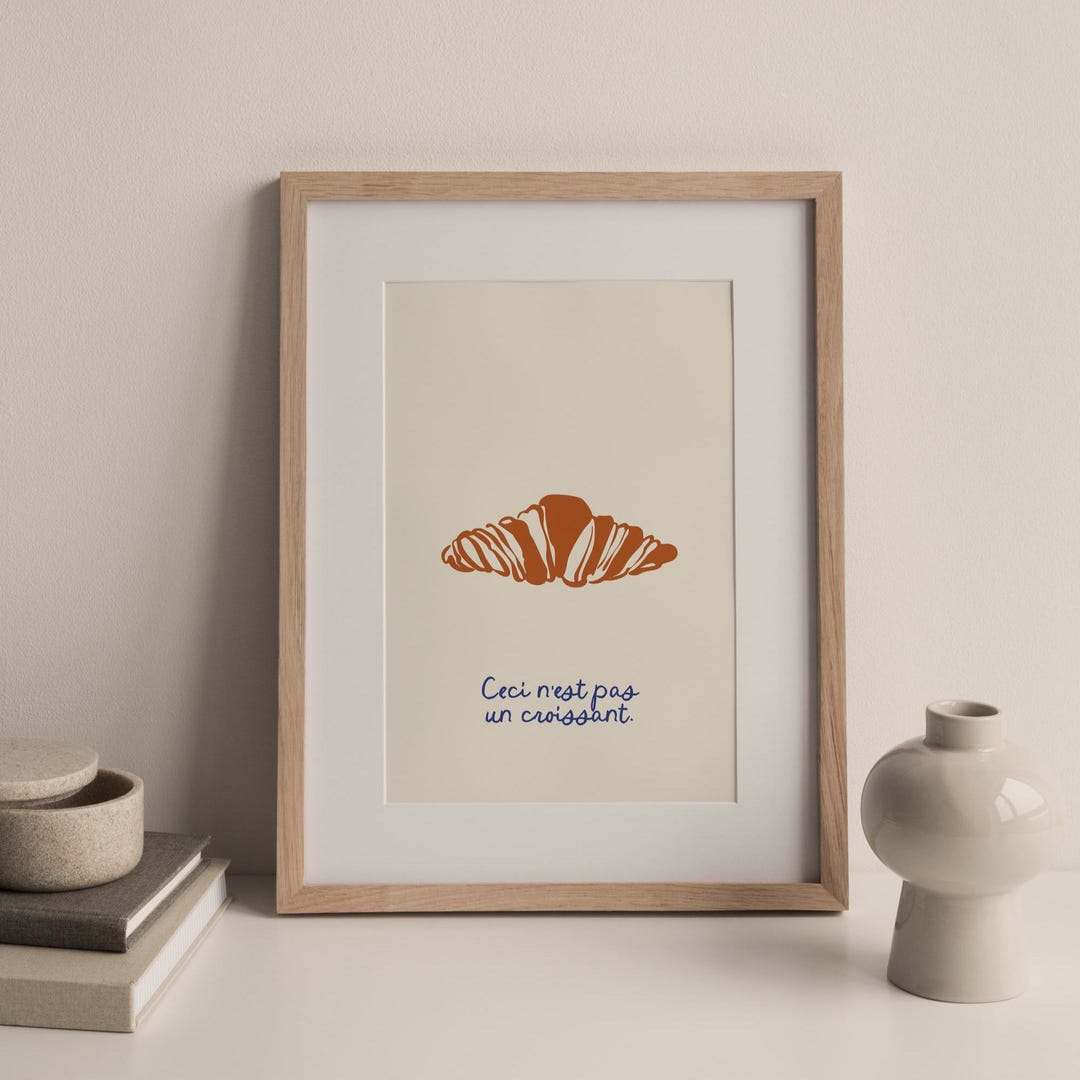 Croissant Art Print, French Kitchen Poster, Paris Cafe Decor (digital ...