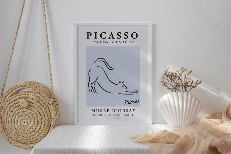 Picasso Art Print Line Art Cat Poster Museum Exhibition - Etsy