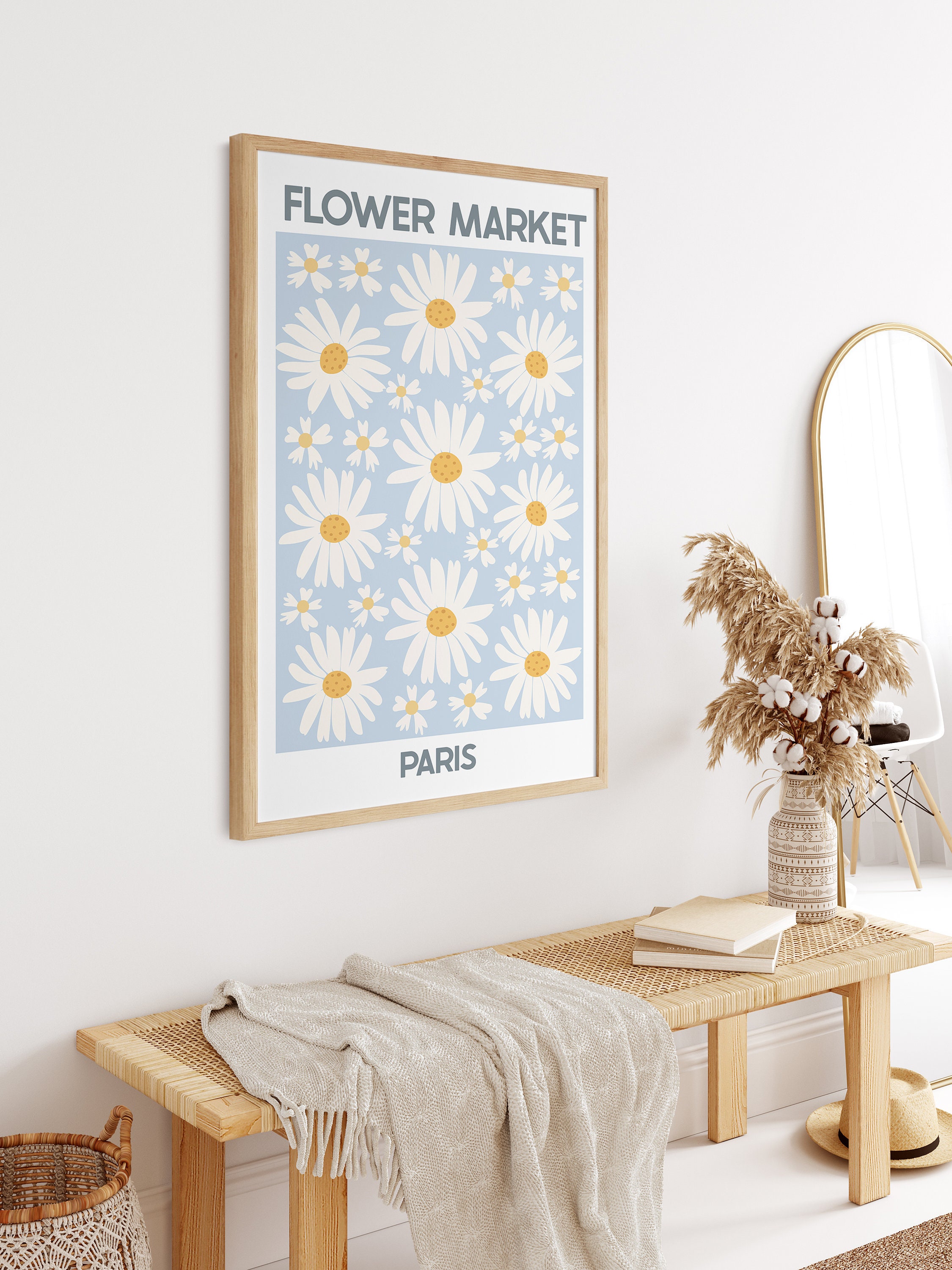 Flower Market Print, Paris Printable Poster, Scandinavian Decor ...