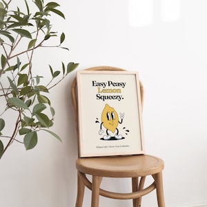 Easy Peasy Lemon Squeezy Print, Retro Cartoon Character Poster ...