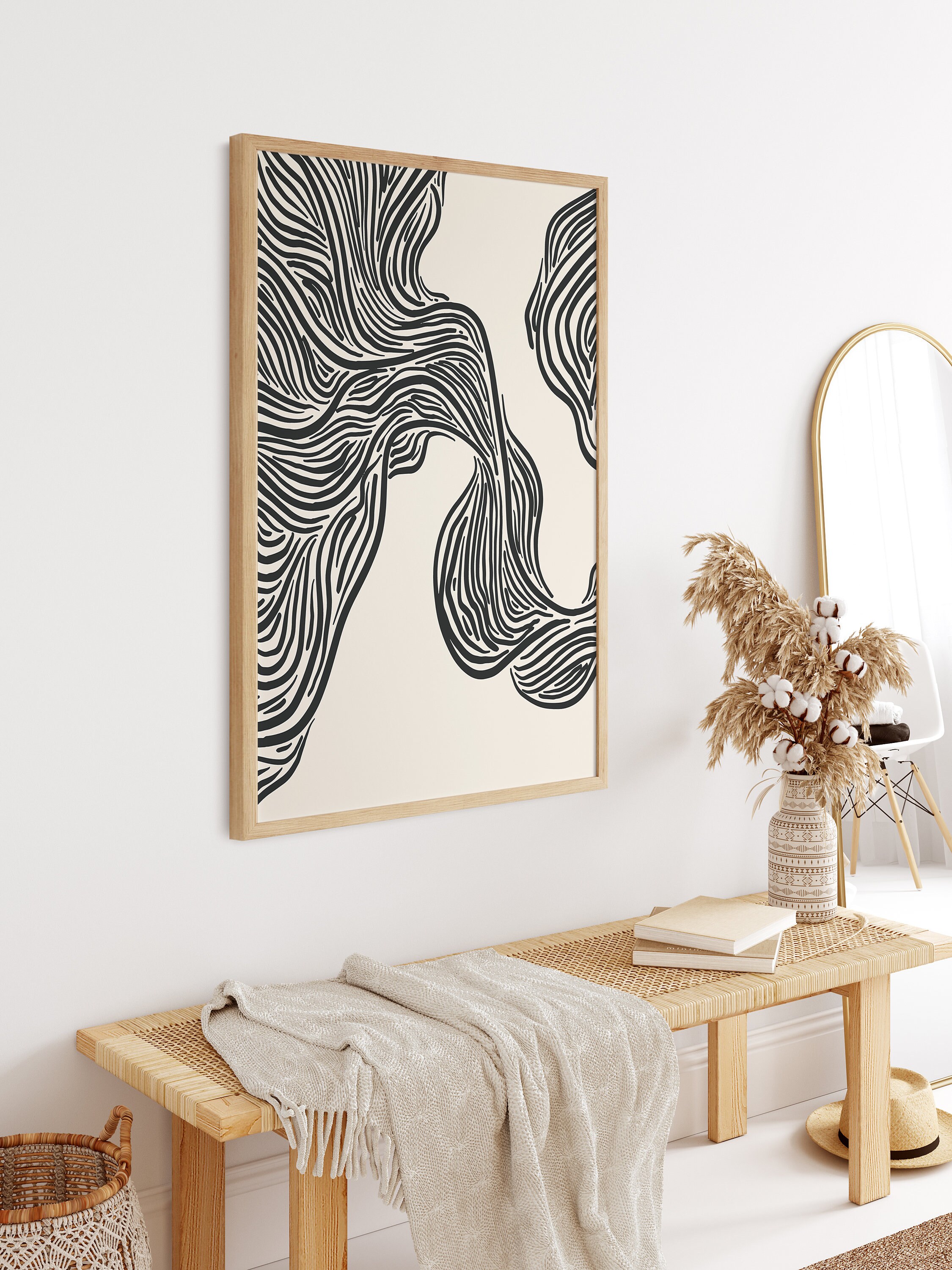 Abstract Art Print Printable Line Art Poster Wavy Lines - Etsy