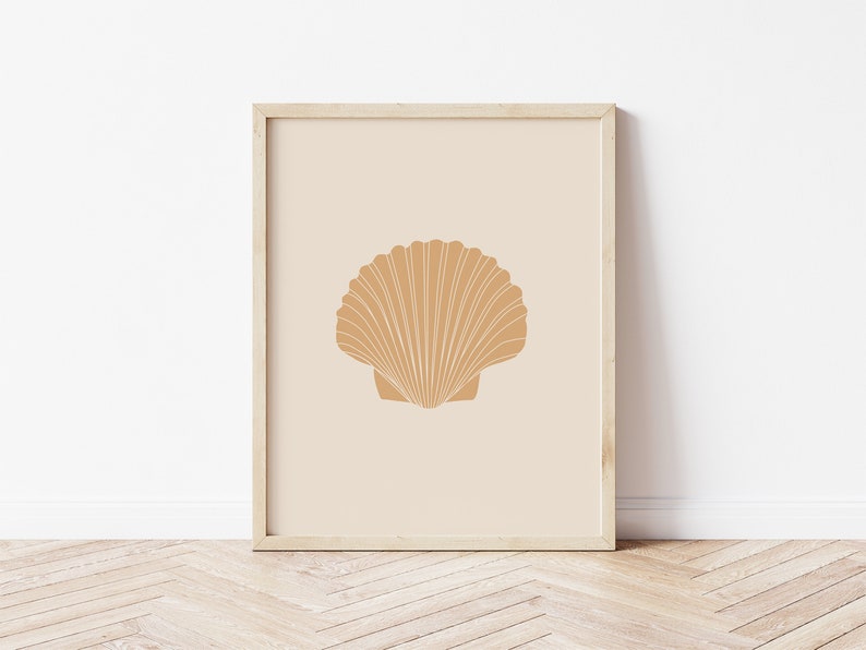 Shell Wall Art Minimalist Beach Shell Printable Poster Beige - Etsy