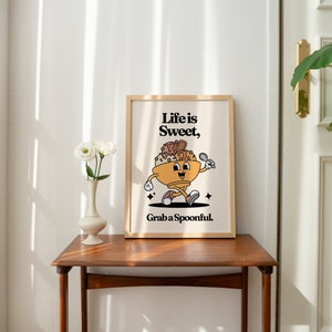 Retro PRINTABLE Poster, Life is Sweet Grab a Spoonful Quote, Vintage ...