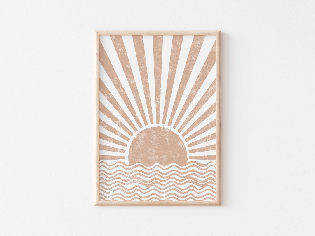 Minimalist Sunburst Print, Orange Sunrise Wall Art (digital Download ...