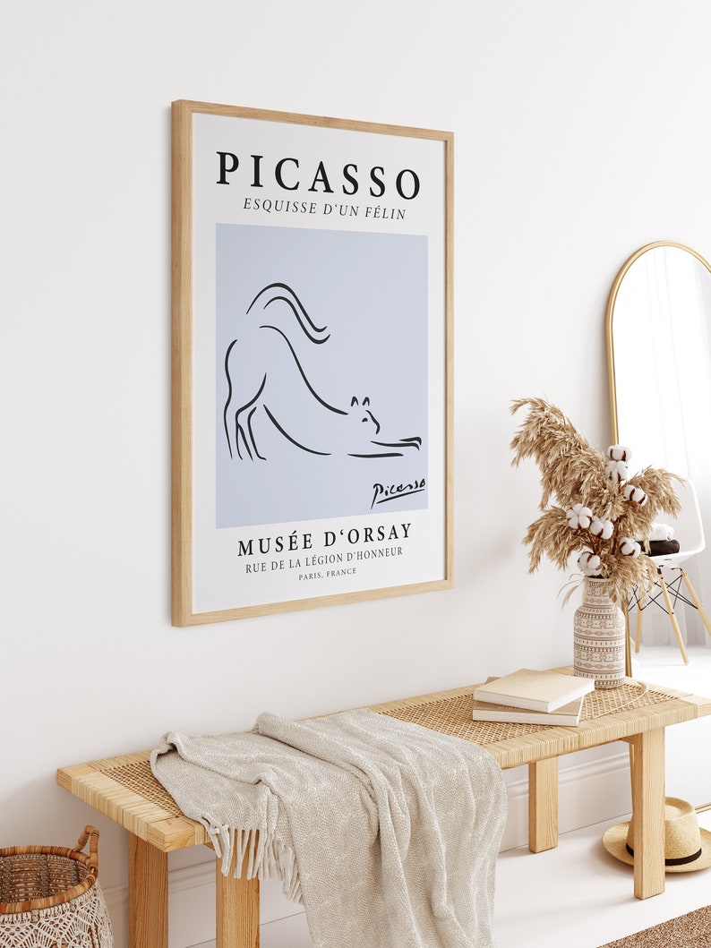 Picasso Art Print Line Art Cat Poster Museum Exhibition - Etsy