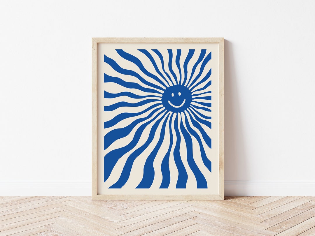 Retro Smiley Face Poster 70s Sunshine Art Print Kids Room - Etsy
