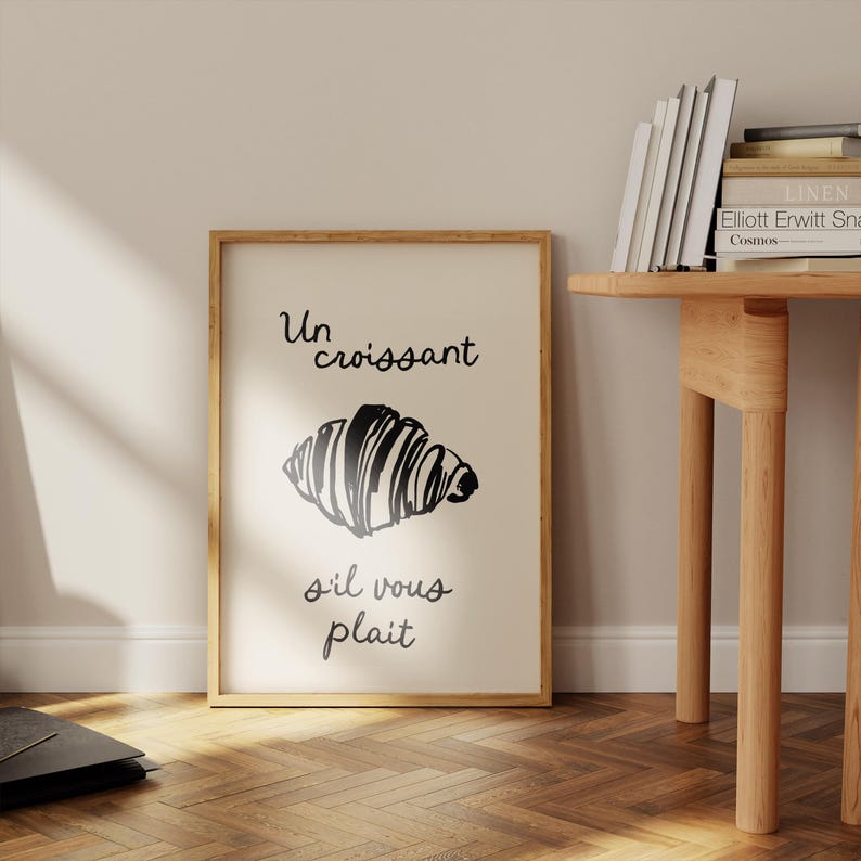 French Croissant Art Print, Kitchen Cafe Decor (digital Download) - Etsy
