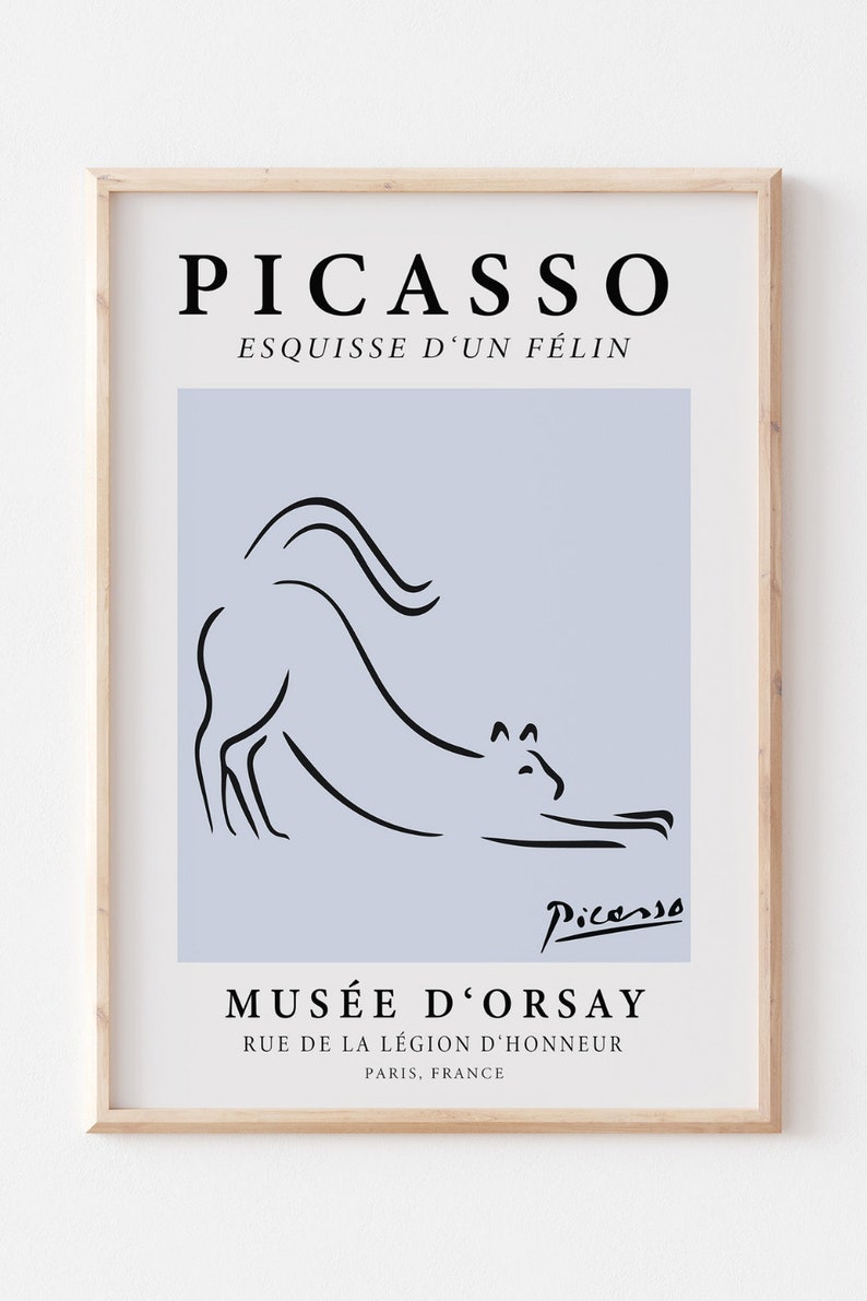 Picasso Art Print Line Art Cat Poster Museum Exhibition - Etsy