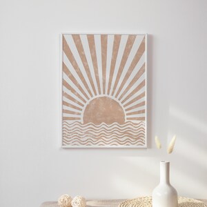 Minimalist Sunburst Print, Orange Sunrise Wall Art (digital Download ...
