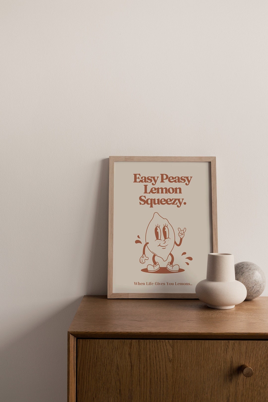 Easy Peasy Lemon Squeezy, PRINTABLE Retro Wall Art, Retro Character ...