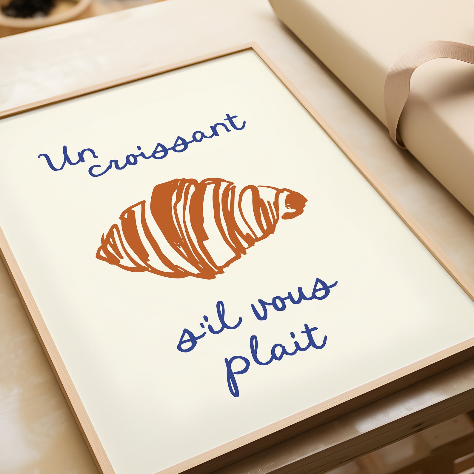 Trendy Croissant PRINTABLE, French Bakery Wall Art, Kitchen Decor, Cute ...