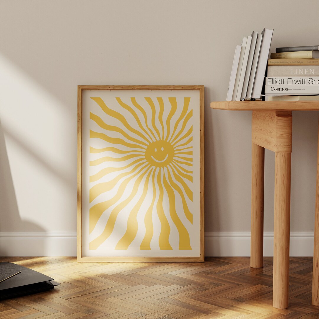 Retro Smiley Face Art Print, 70s Sunshine Decor (digital Download) - Etsy
