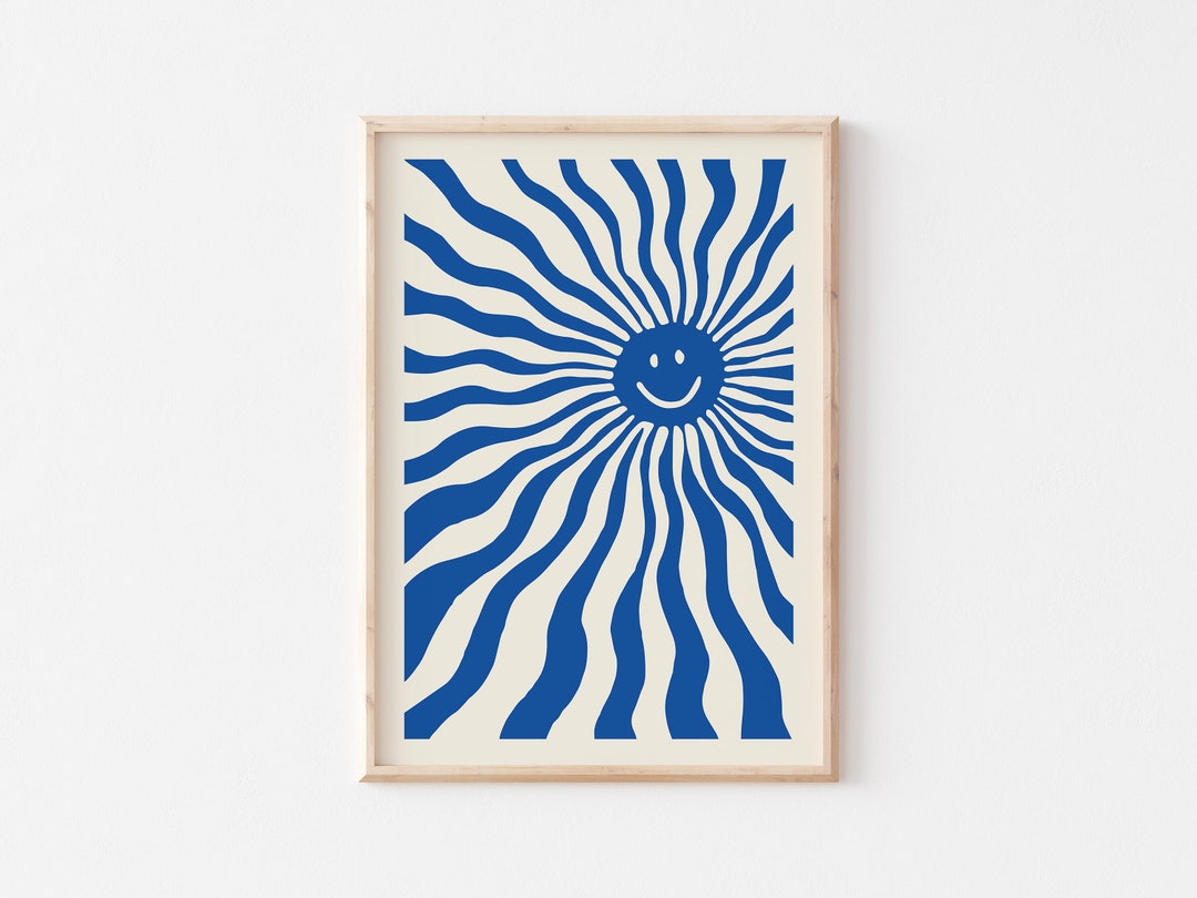 Retro Smiley Face Poster, 70s Sunshine Art Print, Kids Room Nursery ...