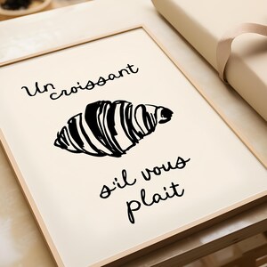 French Croissant Art Print, Kitchen Cafe Decor (digital Download) - Etsy