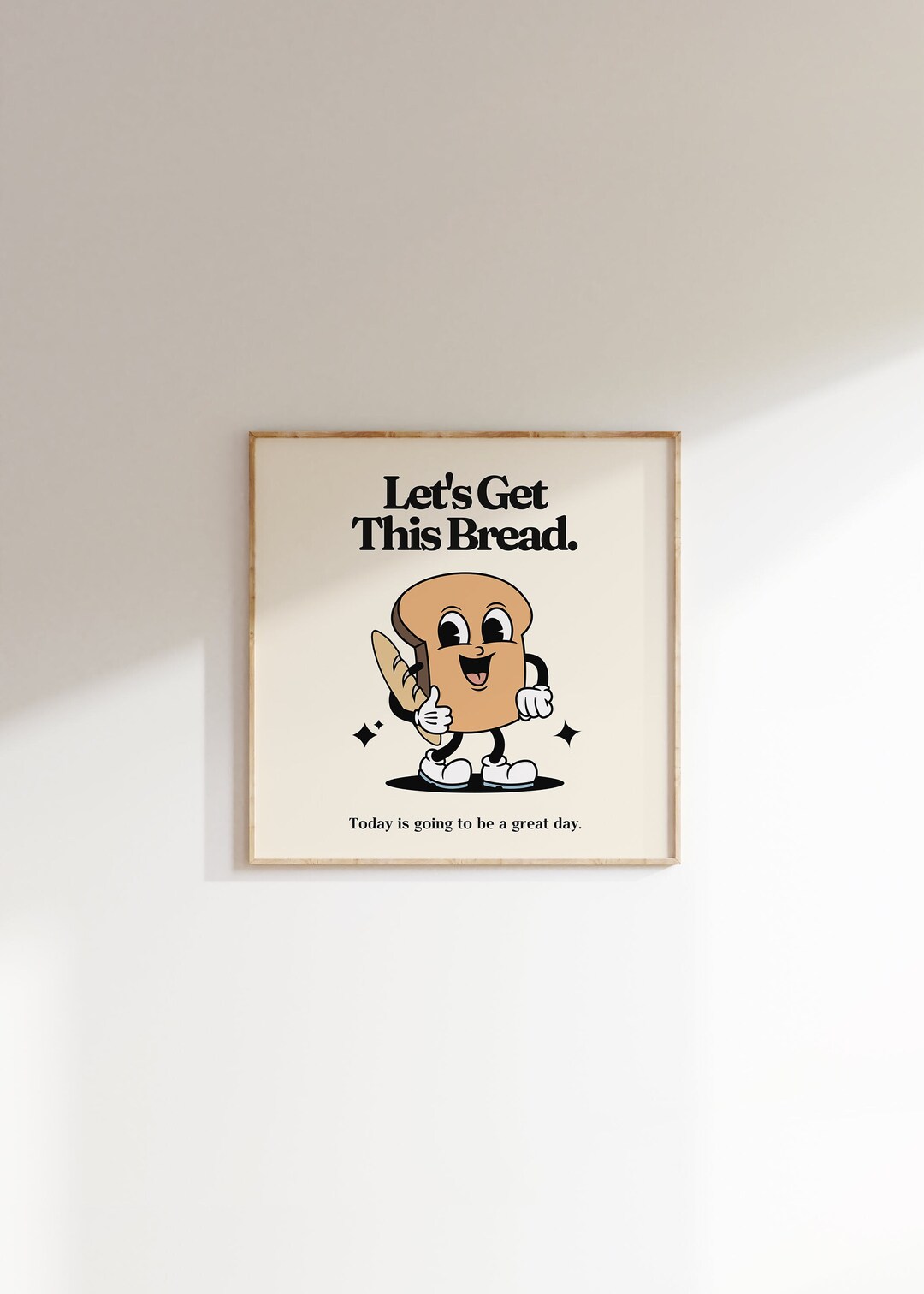 Retro Mascot Square PRINT, Let's Get This Bread, Motivational Kitchen ...