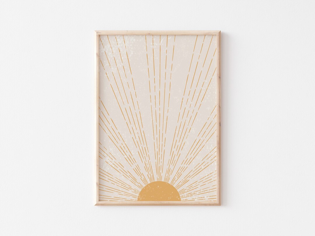 Boho Sunrise Art Print: Abstract Sun Rays Poster (UNFRAMED) - Etsy