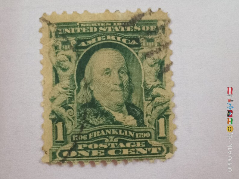 1902 Benjamin Franklin timbre rare vert | Etsy