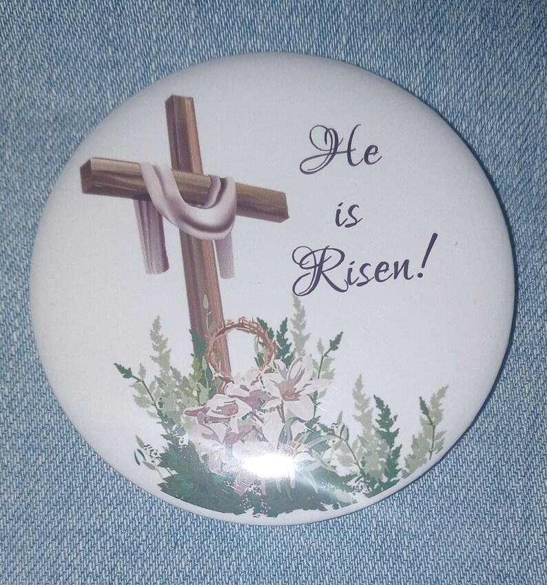 He is Risen Easter Pin Happy Easter Large 2.25in Magnet Cross - Etsy