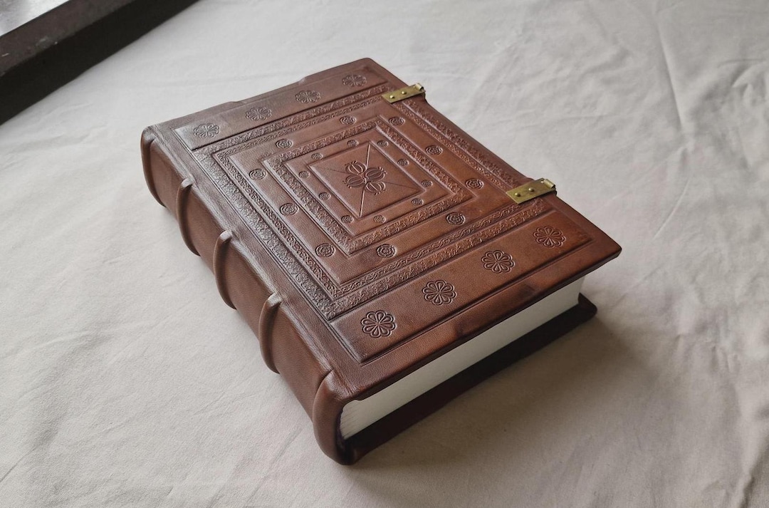 Medieval Leather Book With Brass Clasps Purple Endpapers - Etsy