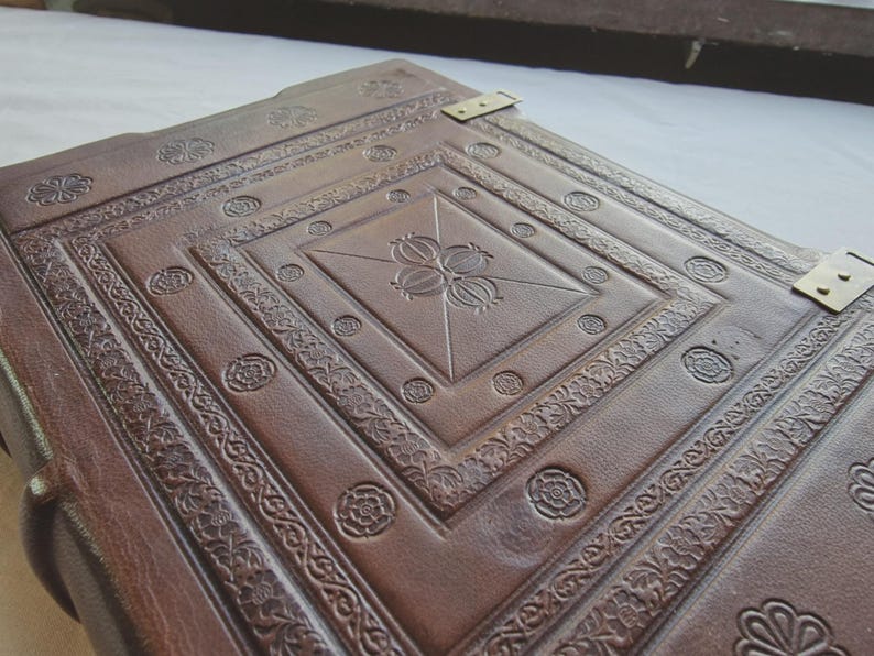 Medieval Leather Book With Brass Clasps Purple Endpapers - Etsy