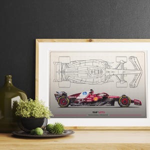 SF-25 Ferrari F1 Technical Blueprint Drawing – Leclerc and Hamilton ...