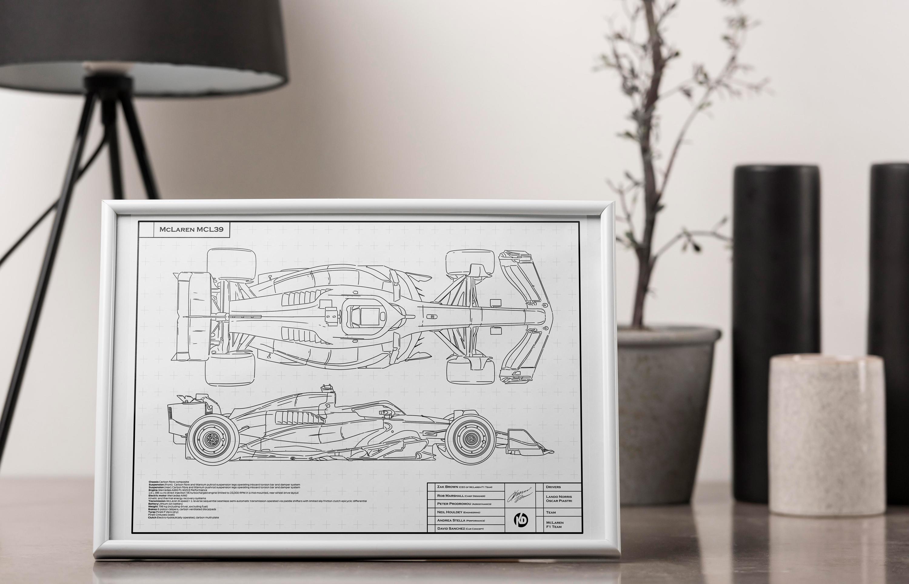 MCL39 Mclaren F1 Blueprint Art – Norris & Piastri, Technical Drawing - Etsy
