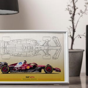 SF-25 Ferrari F1 Technical Blueprint Drawing – Leclerc and Hamilton ...