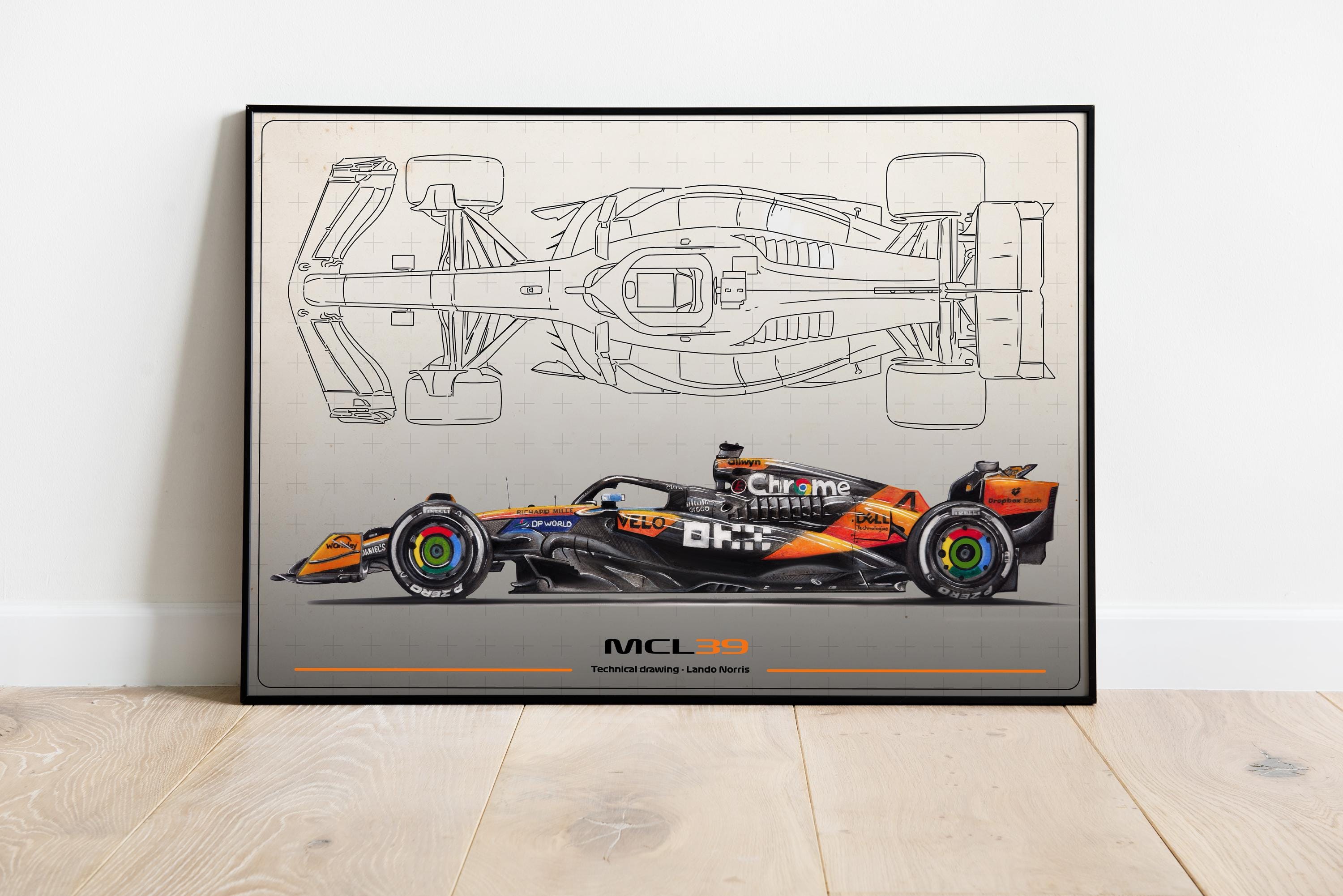 MCL39 Mclaren F1 Blueprint Art – Norris & Piastri, Technical Drawing - Etsy