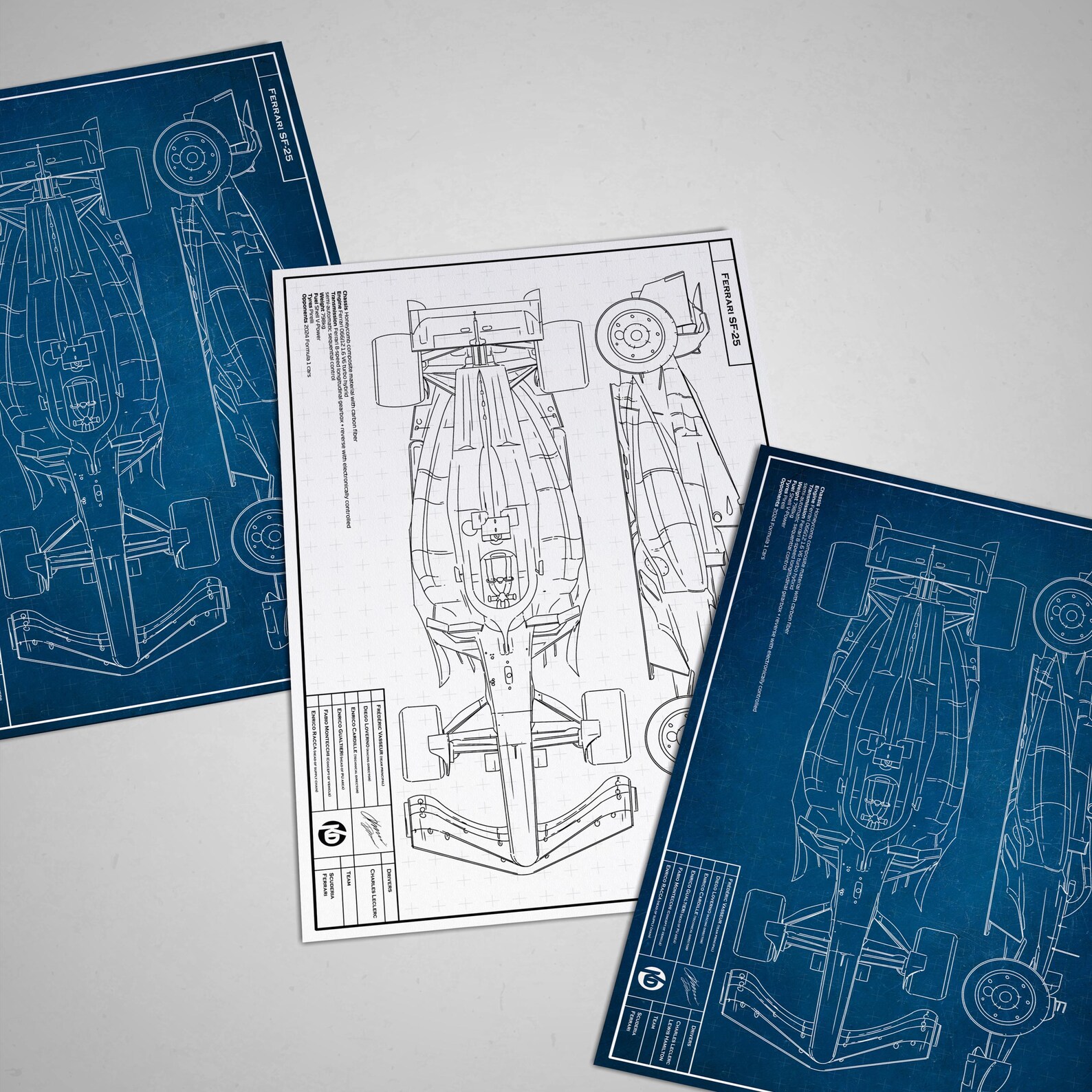 Ferrari SF-25 Blueprint Art – Leclerc & Hamilton, Formula 1 Print - Etsy