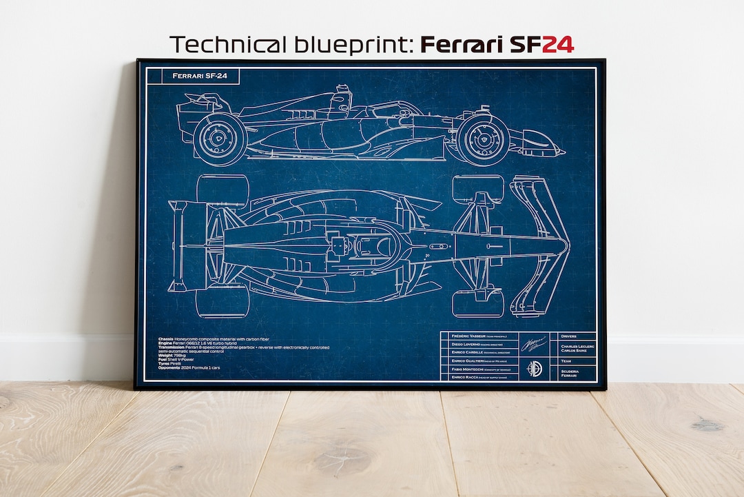 SF-24 Scuderia Ferrari Technical Blueprint, Leclerc Sainz, F1, Formula ...
