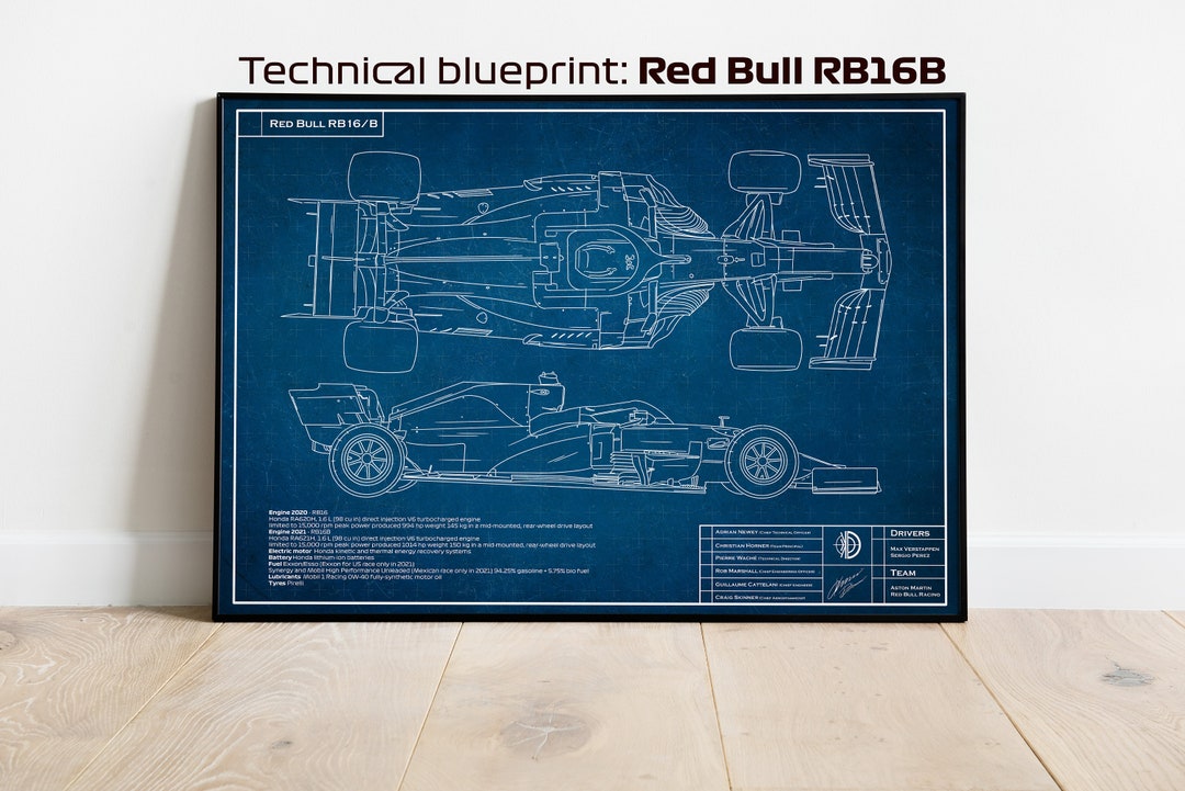 RB16B Red Bull Racing technical blueprint, Verstappen, F1, Formula-1 ...