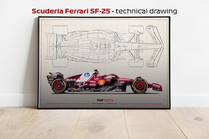Ferrari SF-25 Blueprint Art – Leclerc & Hamilton, Formula 1 - Etsy