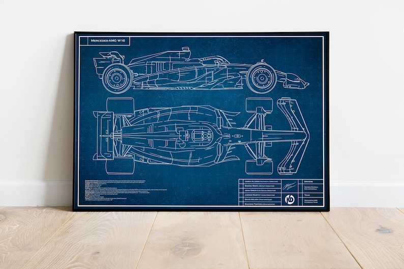 Mercedes W16 F1 Blueprint – George Russell, Kimi Antonelli Art Print - Etsy