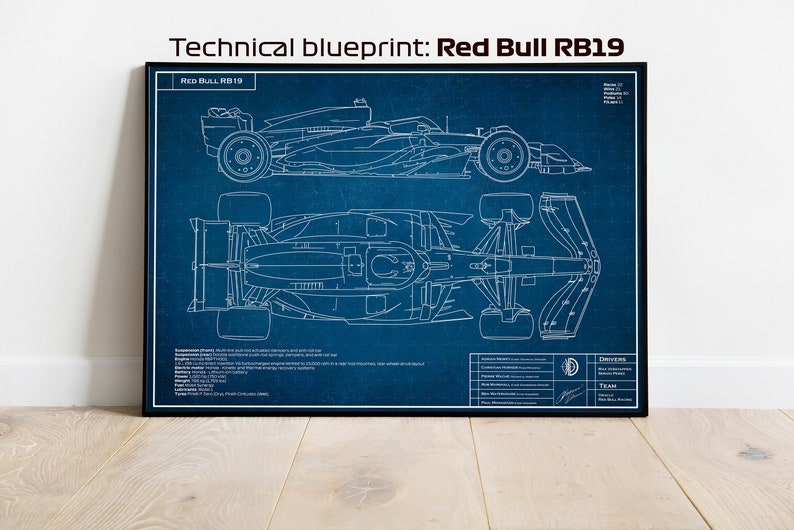 RB19 Red Bull Racing Technical Blueprint, Verstappen, F1, Formula-1, F1 ...