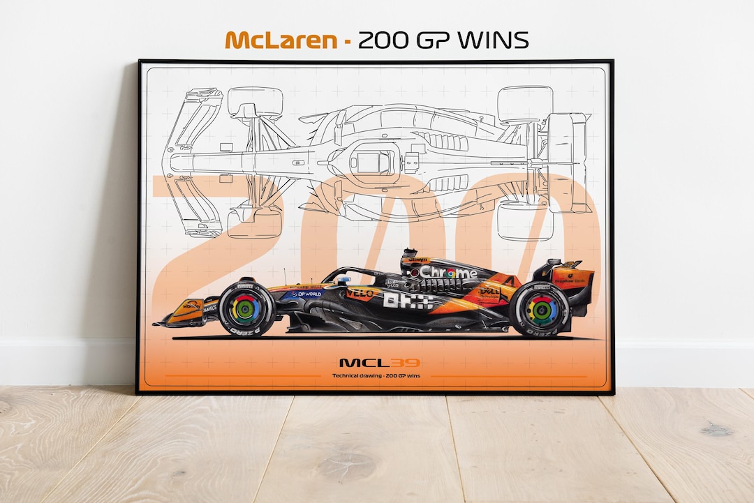 MCL39 Mclaren F1 Technical Blueprint Drawing – 200 GP WINS Edition ...
