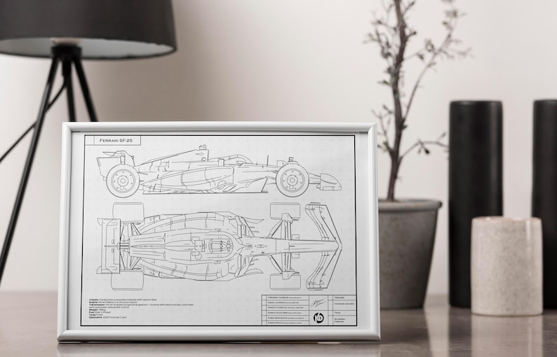 Ferrari SF-25 Blueprint Art – Leclerc & Hamilton, Formula 1 Print - Etsy