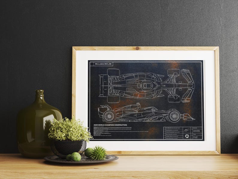 Mclaren MCL39 Blueprint Art – Formula 1 Car Technical Drawing Champion ...