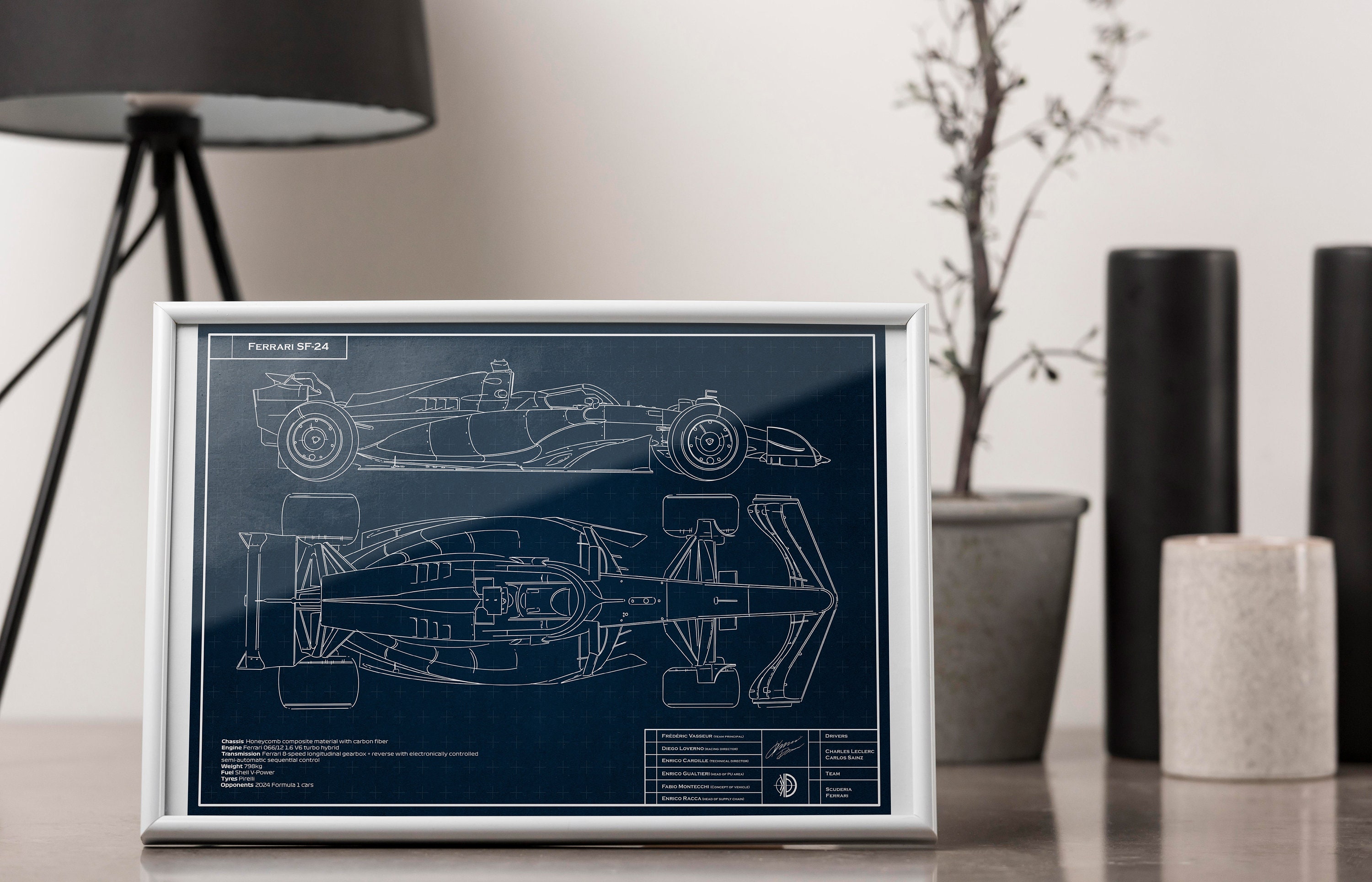 SF-24 Scuderia Ferrari Technical Blueprint, Leclerc Sainz, F1, Formula ...