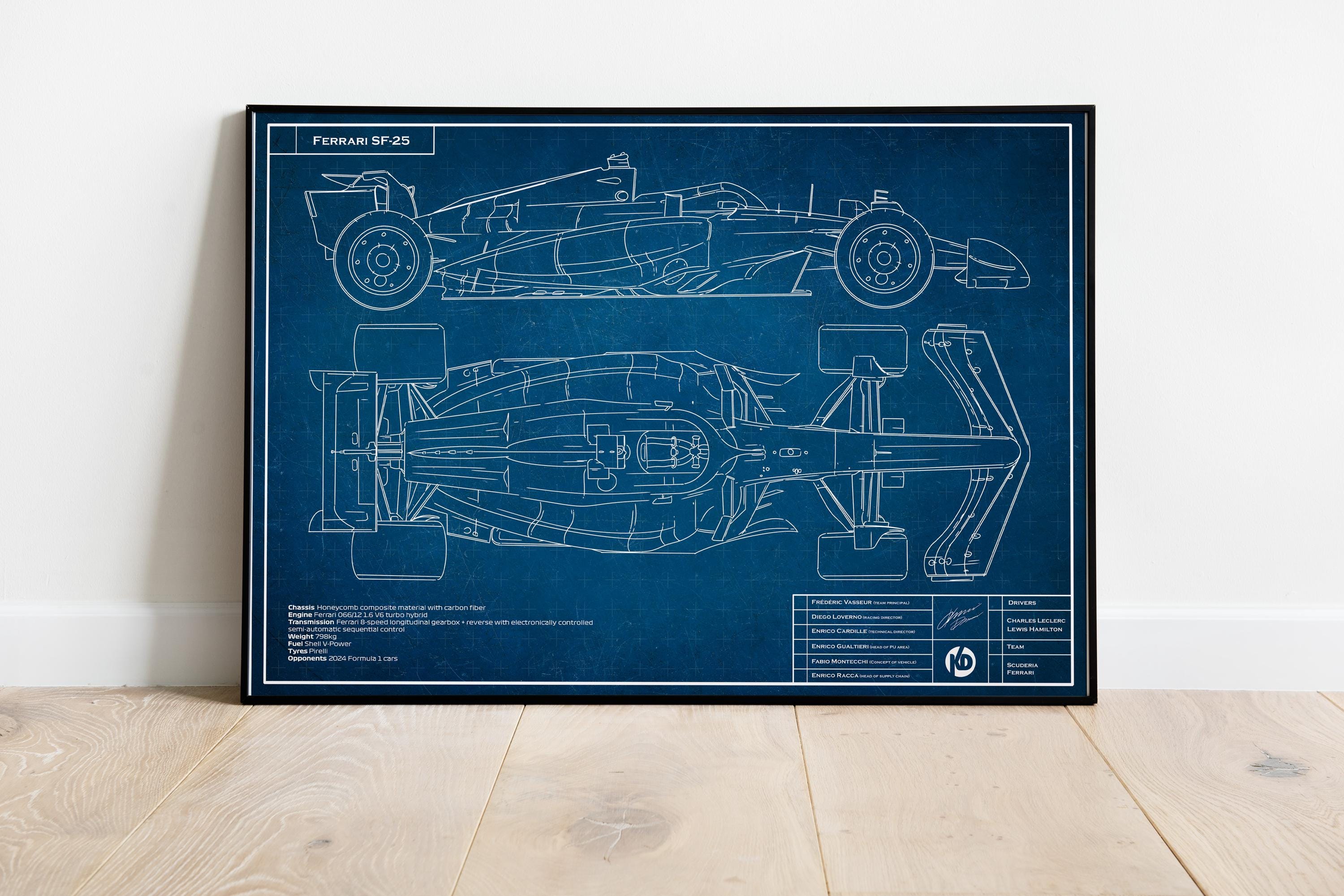 SF-25 Ferrari F1 Technical Drawing – Leclerc and Hamilton | Kddrawings ...
