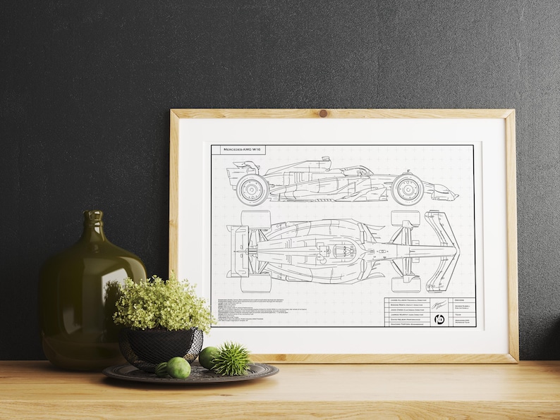 Mercedes W16 F1 Blueprint – George Russell, Kimi Antonelli Art Print - Etsy
