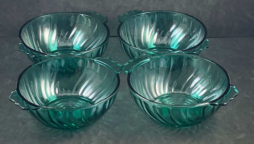 Set of 4 Jeannette Swirl Ultra Marine Tab Handled Lugged - Etsy